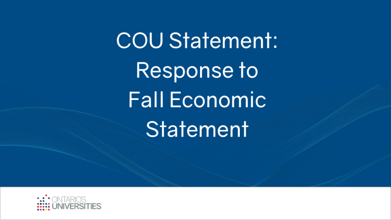 COU Statement: Response to Fall Economic Statement - Ontario's Universities